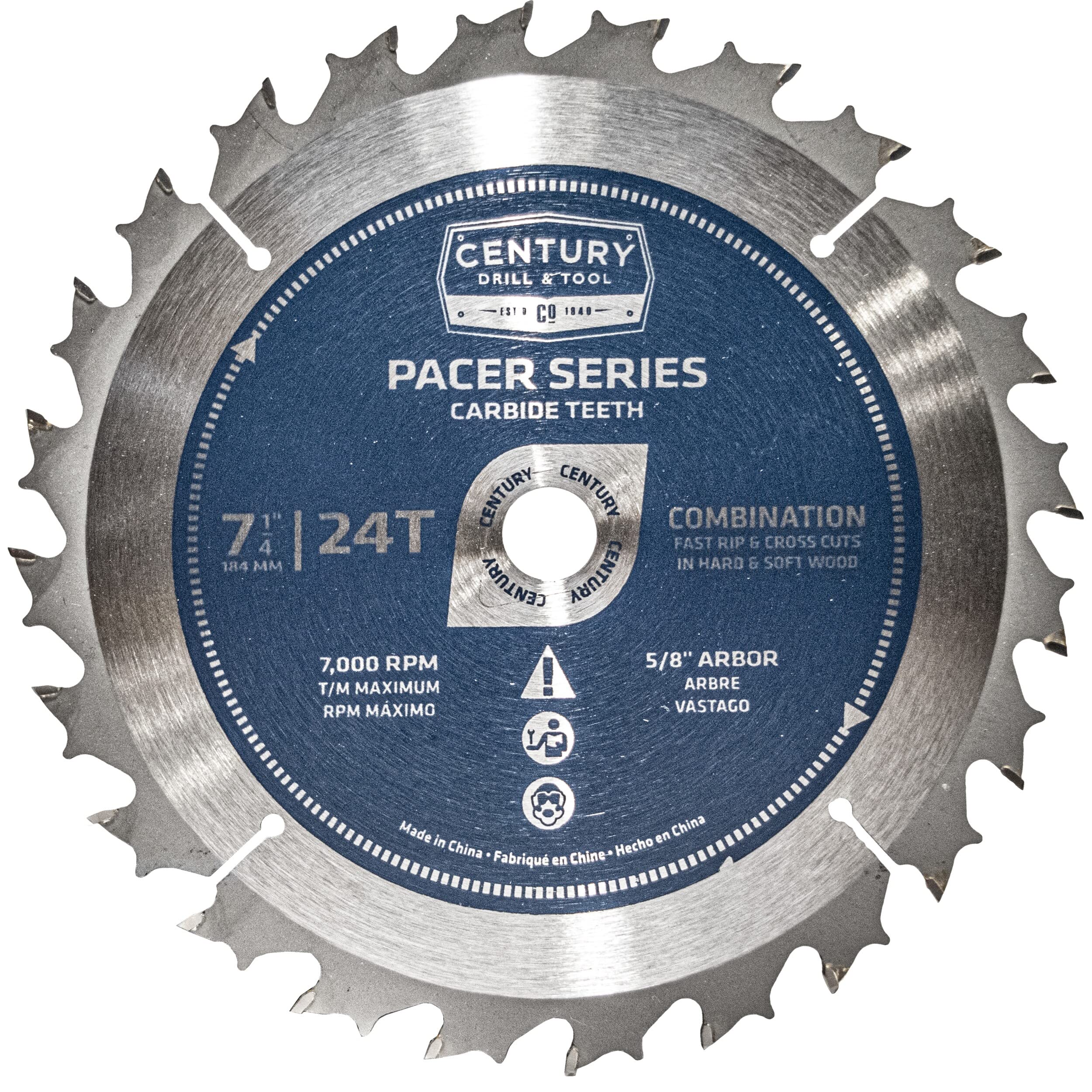 Century Drill & Tool 09103 Pacer General Purpose Circular Saw Framing Blade, 7-1/4" 24T, 10-Pack