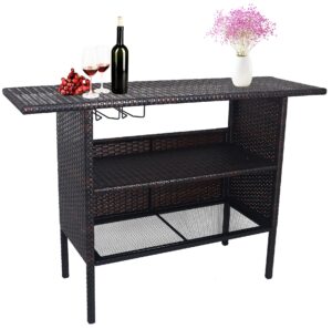 balancefrom outdoor patio wicker bar counter table backyard furniture with shelves and rails