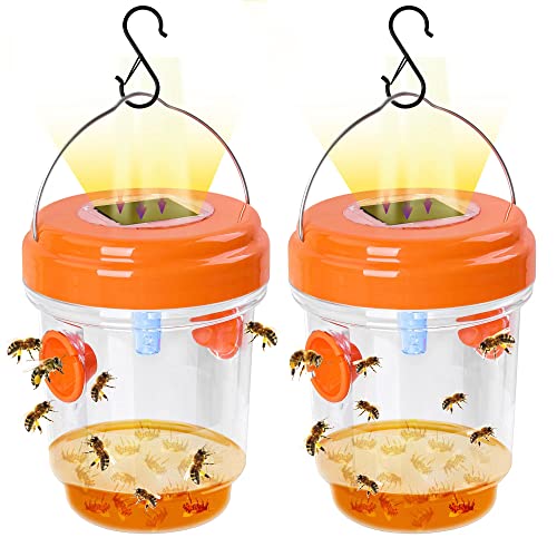 Wasp Trap, ASpace 2 Pack Wasp Traps Outdoor Hanging, Solar Reusable Yellow Jacket Trap, Easy and Efficient Capture of Yellow Jackets, bee, Fly, Fruit Flies and Other(2Pcs Orange), (ASpace-0)