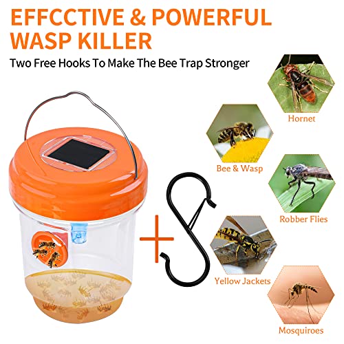 Wasp Trap, ASpace 2 Pack Wasp Traps Outdoor Hanging, Solar Reusable Yellow Jacket Trap, Easy and Efficient Capture of Yellow Jackets, bee, Fly, Fruit Flies and Other(2Pcs Orange), (ASpace-0)