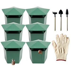 beslands 6 pcs plastic box 3.9" x 2.4" x 2.8" with 3 digging tools and a pair of gloves (green)