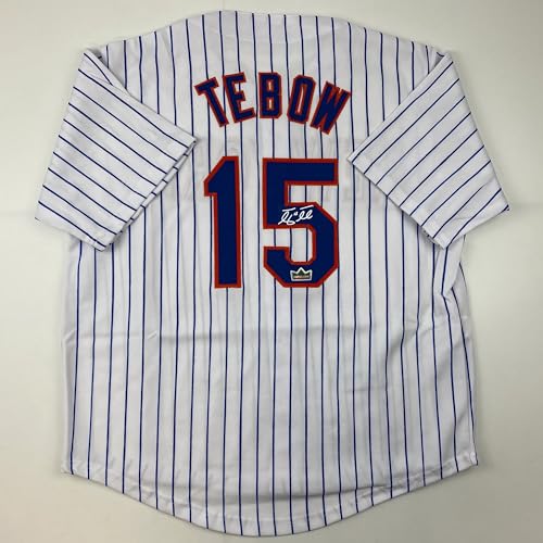 Facsimile Autographed Tim Tebow New York Pinstripe Reprint Laser Auto Baseball Jersey Size Men's XL