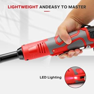 GYZJ 𝟏𝟖𝐕 Extended Cordless Ratchet Wrench 𝟑/𝟖" Electric Wrenches Set 45 ft-lbs 400RPM Power, 𝟐 Battery 2.0Ah Lithium-Ion, 𝟕 Sockets (10/11/12/13/14/15/17mm) And Charger, Variable Speed Trigger