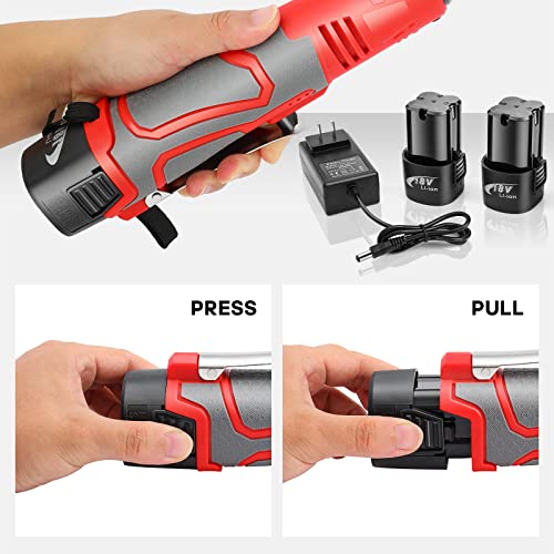 GYZJ 𝟏𝟖𝐕 Extended Cordless Ratchet Wrench 𝟑/𝟖" Electric Wrenches Set 45 ft-lbs 400RPM Power, 𝟐 Battery 2.0Ah Lithium-Ion, 𝟕 Sockets (10/11/12/13/14/15/17mm) And Charger, Variable Speed Trigger