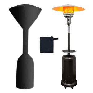 junkogo patio heater covers for outdoor heaters, waterproof heavy duty deck propane heater cover with zipper, 95"height x 34"dome x 19"base, black