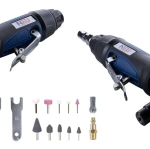 Air die grinder, NEU PNEUPACTURE die grinder set, straight/angle air grinder kit, with 1/4 and 1/8 inch collets, apply to grinding, polishing