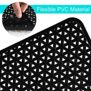 Coopay 2 Pack Kitchen Sink Mat PVC Eco-friendly Kitchen Stainless steel/Porcelain Dish Drying Pad Sink Protector for Bottom of Kitchen Sink, Triangular Hole Design, 12.6 x 10.5 Inches (Black)