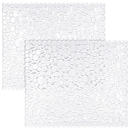 Coopay 2 Pack Kitchen Sink Mat Plastic Sink Protect Mat PVC Eco-friendly Kitchen Adjustable Stainless steel/Porcelain Dish Drying Pad Sink Protector for Bottom of Kitchen Sink, 12.6” x 10.5” (Clear)