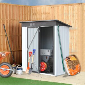 5 x 3ft Outdoor Metal Storage Shed，with Lockable Doors, Sun Protection, Waterproof Tool Storage Shed for Patio, Lawn,Backyard (Gray)