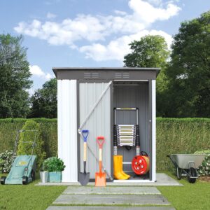 5 x 3ft Outdoor Metal Storage Shed，with Lockable Doors, Sun Protection, Waterproof Tool Storage Shed for Patio, Lawn,Backyard (Gray)