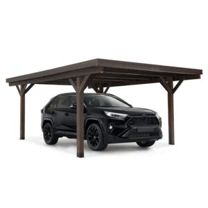 u-max 17x12ft wooden carport garage outdoor gazebo wooden pergola for backyard, coffee (co168)