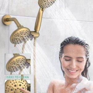 SR SUN RISE Magnetic Shower Faucet Set 8-Spray 2-in-1 Dual Shower Head with Handheld Combo Single-Handle Faucet with Valve and Trim Kit, Brushed Nickel