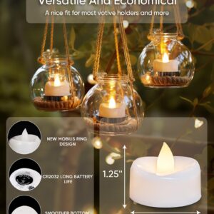 merrynights LED Candles, Tea Lights Candles Battery Operated Bulk, 24-Pack Long-Lasting 200 Hours Flameless Tealight Candles, Realistic Tea Lights for Halloween Christmas Wedding, 1.5'' D X 1.25'' H