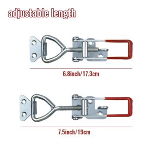 2 PCS Heavy Duty Toggle Clamp Latch 4003 Adjustable Latch Hardware, 1320Lbs Holding Capacity, Quick Release Pull Latch Clamp for Box Case Trunk, Industrial EquiIpment, Smoker Door and More (7.5inch)