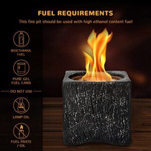 Tabletop Fire Pit Bowl, Portable Fireplace Indoor Outdoor, Tabletop Fireplace, Mini Portable Fireplace Imitation Carbonized Wood,Stylish Table Top Fire Pit for Patio Table Top Fire