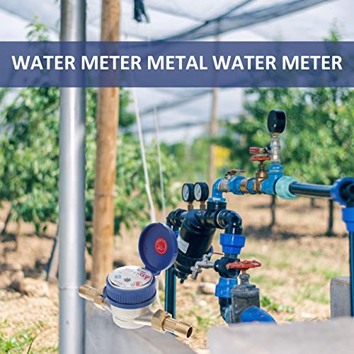 Hemobllo Cold Water Meter, TS- S300E E- Type Water Meter Water Flow Pulse Output Meter with Fittings for Garden& Home Usage