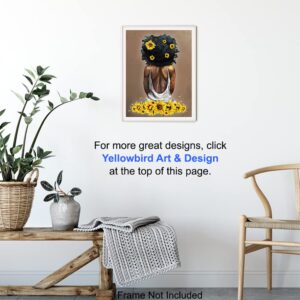 African American Wall Art - Black Wall Art - Sunflower Wall Decor For African American Woman, Girls - Black Girl Magic - Afro Girl - Black Art for Women - Melanin Queen - Black Pride - UNFRAMED 8x10