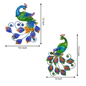 Tuokiuhn Metal Peacock Bird Wall Art Bird Wall Decor Outdoor Wall art Suitable for Outdoor Metal Wall Decorations for Patio Set of 2