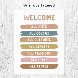 All Are Welcome Here, Classroom Art Print, Kids Diversity Prints, Affirmations Art, Classroom Decor, Nursery Decor, Playroom Decor, Children's Wall Art, Unframed (8X10 INCH)