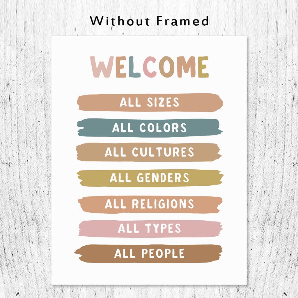 All Are Welcome Here, Classroom Art Print, Kids Diversity Prints, Affirmations Art, Classroom Decor, Nursery Decor, Playroom Decor, Children's Wall Art, Unframed (8X10 INCH)