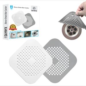 ZAYNYX 2 Pack Hair Catcher Shower Drain is Hair Stopper for Shower Drain Easy to Install Tub Drain Hair Catcher with 4 Suction Cups Suits for Bathroom Bathtub Kitchen (Grey and White)