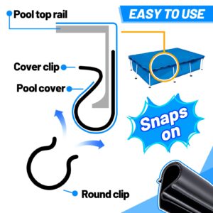 48 Pack Winter Pool Cover Clips for Above Ground Pools- 2 Shapes Pool Clips Pool Cover Clamps 4.7 inch Pool Wind Guard Clips Pool Black Securing Cover Clip for Swimming Pool with Metal Railing