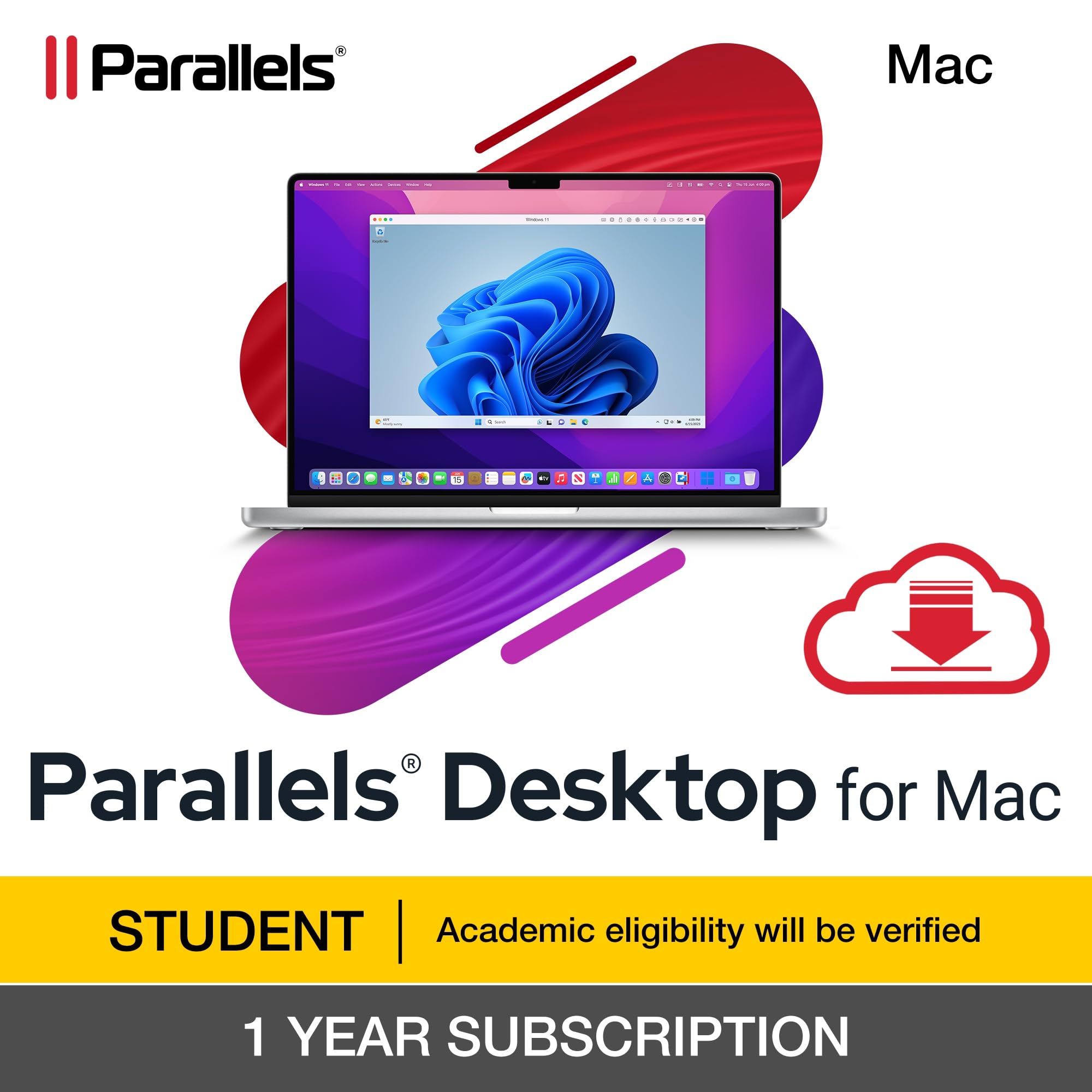 Parallels Desktop 19 for Mac Student Edition | Run Windows on Mac Virtual Machine Software | Authorized by Microsoft | 1 Year Subscription [Mac Download]