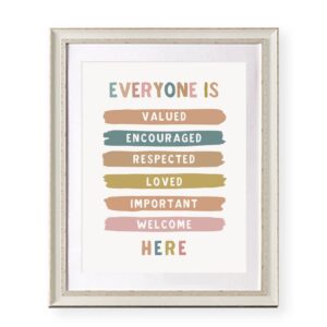 Everyone Is Welcome Here, Boho Classroom Decor, Classroom Poster, Educational, Diversity Sign, Back To School Welcome Sign, Inclusive Art Decor, Unframed (8X10 INCH) (8X10 INCH)