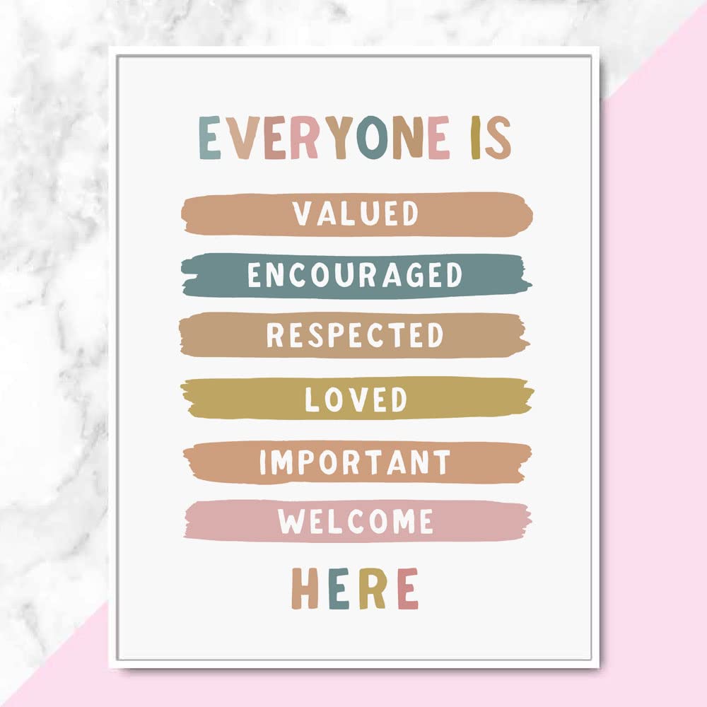 Everyone Is Welcome Here, Boho Classroom Decor, Classroom Poster, Educational, Diversity Sign, Back To School Welcome Sign, Inclusive Art Decor, Unframed (8X10 INCH) (8X10 INCH)