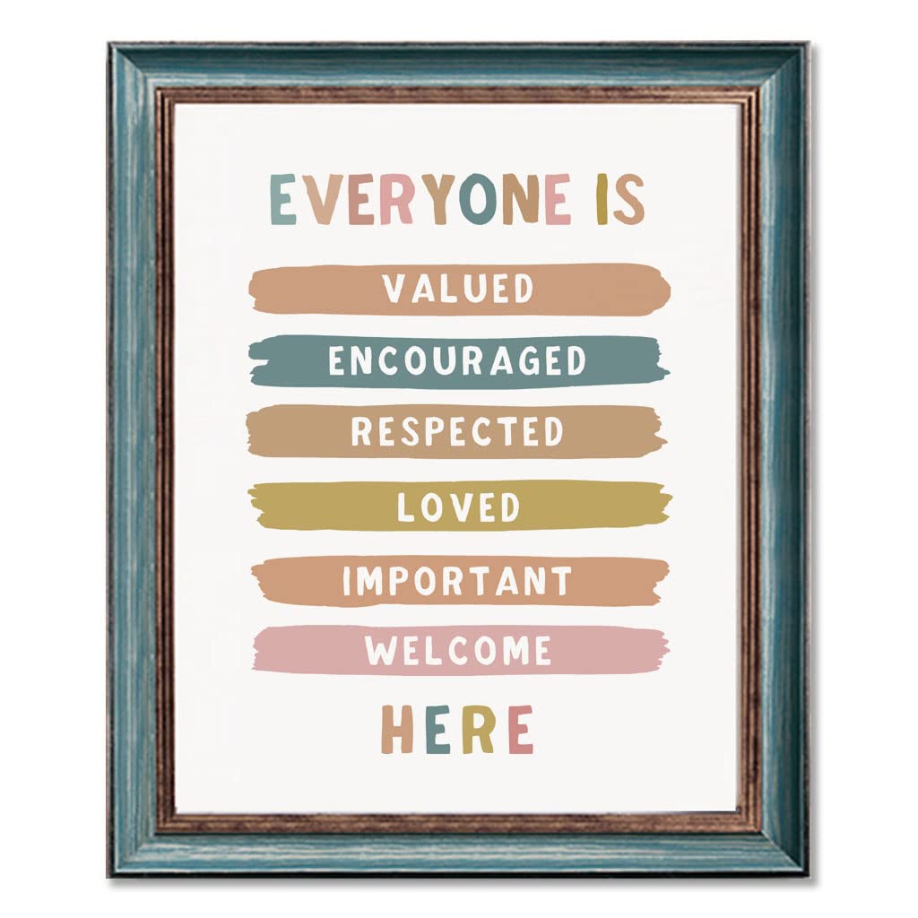 Everyone Is Welcome Here, Boho Classroom Decor, Classroom Poster, Educational, Diversity Sign, Back To School Welcome Sign, Inclusive Art Decor, Unframed (8X10 INCH) (8X10 INCH)