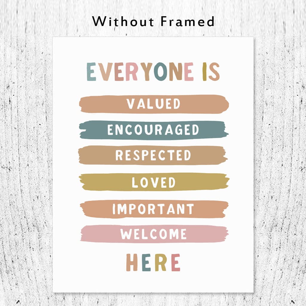 Everyone Is Welcome Here, Boho Classroom Decor, Classroom Poster, Educational, Diversity Sign, Back To School Welcome Sign, Inclusive Art Decor, Unframed (8X10 INCH) (8X10 INCH)