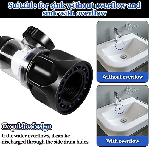 Bathroom Sink Drain Kit, Pop Up Drain with Basket Filter and Check Valve, Expandable Flexible Drain Kit, Fits Without Overflow and Overflow Vessel sink, P-Trap Fits 1 1/4"- 1 1/2" OD Drain Inlets