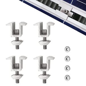 4PCS Solar Panel Mid Clamp Assembly with Mounting Brackets M8 Flange Nuts for Solar Panel System Install