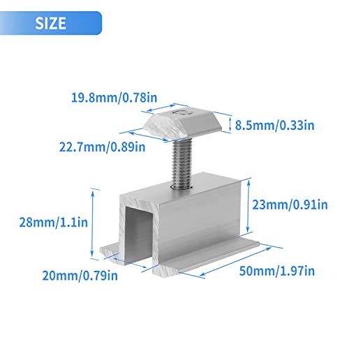 4PCS Solar Panel Mid Clamp Assembly with Mounting Brackets M8 Flange Nuts for Solar Panel System Install