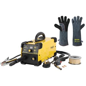 mig140d mig welder, dual voltage 110/220v gasless flux wire welding machine-welding gloves 16 inches