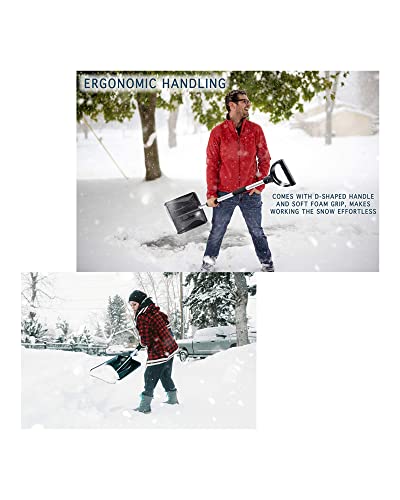 3-in-1 Snow Shovel with Ice Scraper & Snow Brush, Multifunctional Emergency Snow Shovel Kit, 3 Piece Portable Snow Shovel Removal Kit for Car and Truck, Camping and Outdoor Activities