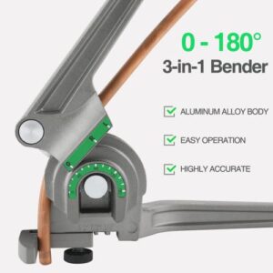 Super Stars Tube Bender 1/4", 3/8", 1/2" 3-in-1 Tubing Bender 180° HVAC Copper Aluminum Tubes Bending Tool for AC Repair