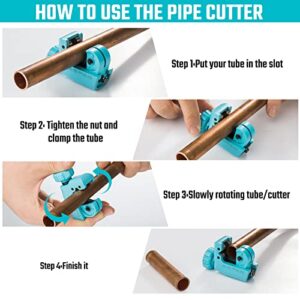 DURATECH Mini Tubing Cutter 1/8"-3/4"(3-19MM), Copper, Aluminum, Brass And Plastic Tubing Compact Cutter, With Replacement Wheel