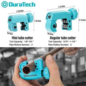 DURATECH Mini Tubing Cutter 1/8"-3/4"(3-19MM), Copper, Aluminum, Brass And Plastic Tubing Compact Cutter, With Replacement Wheel