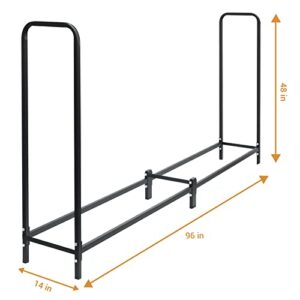 QualStorage 8Ft Firewood Rack Outdoor with Cover Heavy Duty Steel Tubular Wood Log Holder Wood Storage Stacker with Cover Combo Set(Square Base)