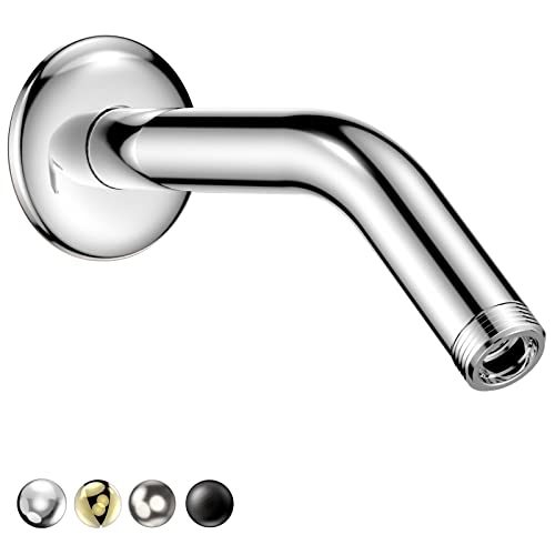 HOPOPRO NBC News Recommended Brand Modern 6 Inch Shower Arm Made of Stainless Steel Shower Head Extension Extender Pipe Arm with Flange and Teflon Tape