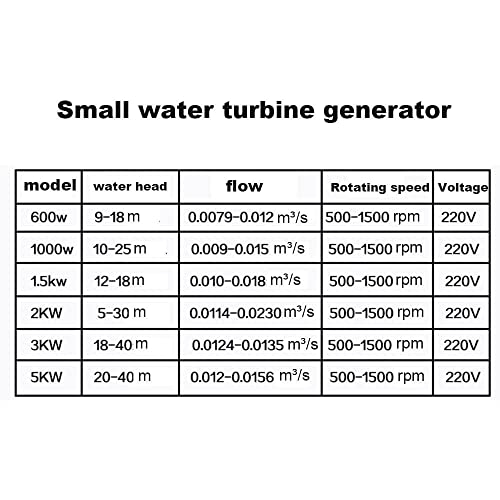 1000W Horizontal Hydroelectric Generator 220V AC Household Electricity Generation Equipment Outdoor Generators Clean Energy Lighting 50HZ 500-1500r/min