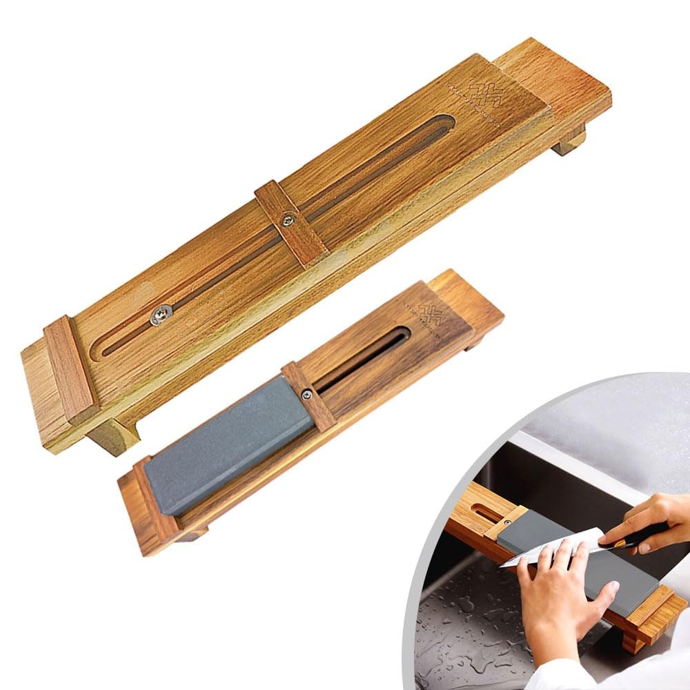 Whetstone Holder for Sink-Ideal for Chef, Cook, Butcher, Knife Collector - Made of Warm Acacia Wood-Sharpen with No Mess-Hyper-Adjustable & Easy Setup