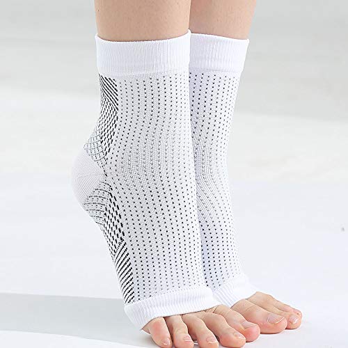 Soothe Socks for Neuropathy Pain, Sports Ankle Compression Foot Cover, Soothe socks for Neuropathy, Soothe socks for Foot, Ankle Brace Compression Support (White-1 Pair, Large/XLarge)