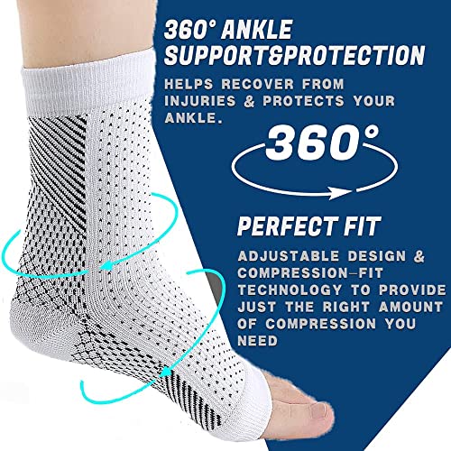 Soothe Socks for Neuropathy Pain, Sports Ankle Compression Foot Cover, Soothe socks for Neuropathy, Soothe socks for Foot, Ankle Brace Compression Support (White-1 Pair, Large/XLarge)