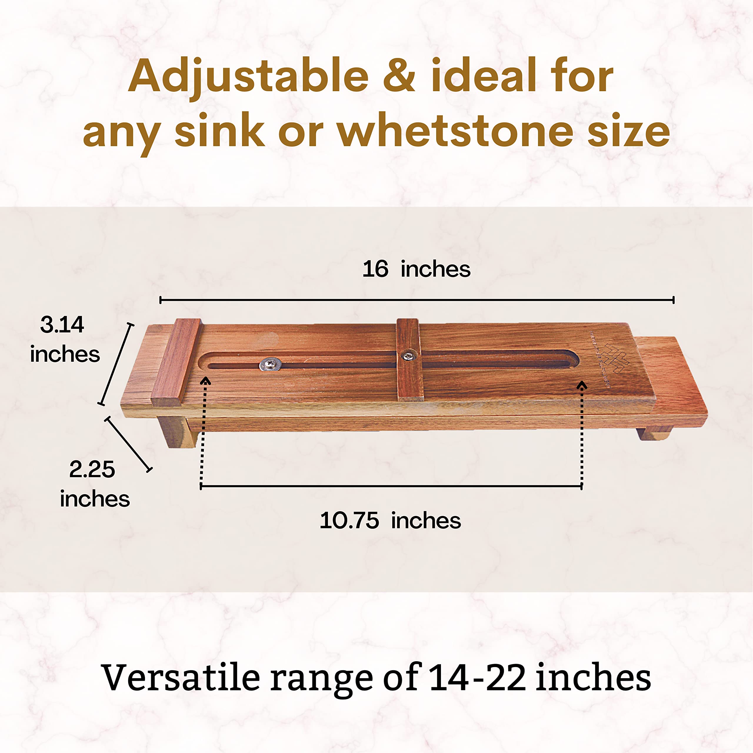 Whetstone Holder for Sink-Ideal for Chef, Cook, Butcher, Knife Collector - Made of Warm Acacia Wood-Sharpen with No Mess-Hyper-Adjustable & Easy Setup