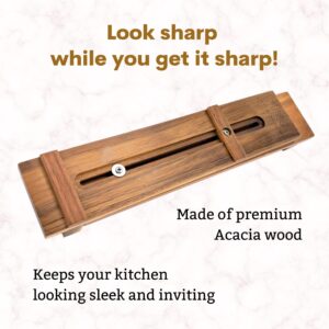 Whetstone Holder for Sink-Ideal for Chef, Cook, Butcher, Knife Collector - Made of Warm Acacia Wood-Sharpen with No Mess-Hyper-Adjustable & Easy Setup