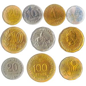 Argentina 10 Mixed Coins | Centavos | Pesos | Australes | Freedom Head | Sun of May | Since 1954