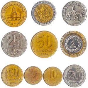 Argentina 10 Mixed Coins | Centavos | Pesos | Australes | Freedom Head | Sun of May | Since 1954