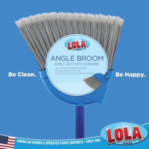 Angle Broom, Indoor, 9.25" W Head, Smaller Style- Made with Recycled Soda Bottle Bristles, and Coated Steel 48" Long Handle Made in Italy, Includes Swivel Hang Cap for Easy Storage, by LOLA, 1 Pack